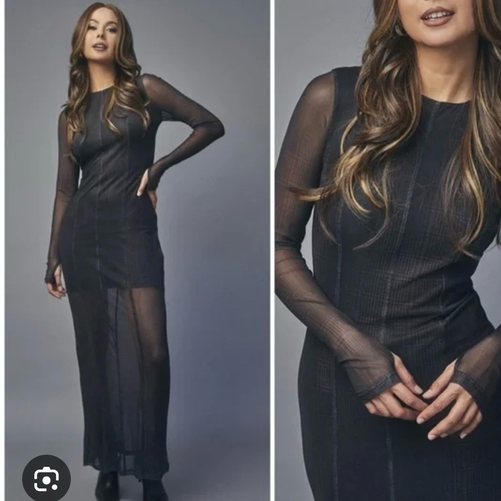 Zara Black Long Sleeve Sheer Dress - Gem